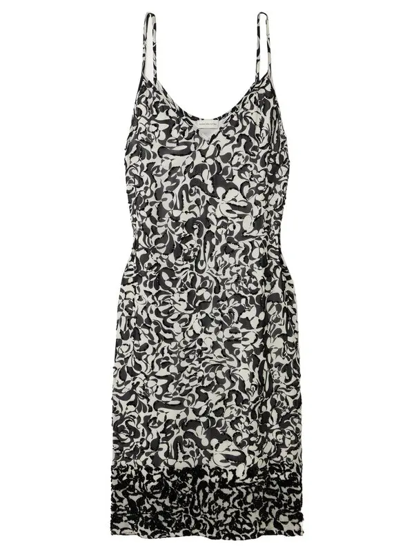Dries Van Noten Embellished Printed Chiffon Dress - Black