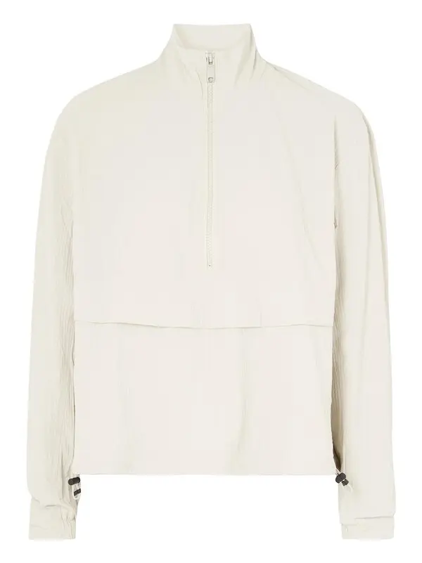 On Courtside Seersucker Half-zip Jacket - Neutrals