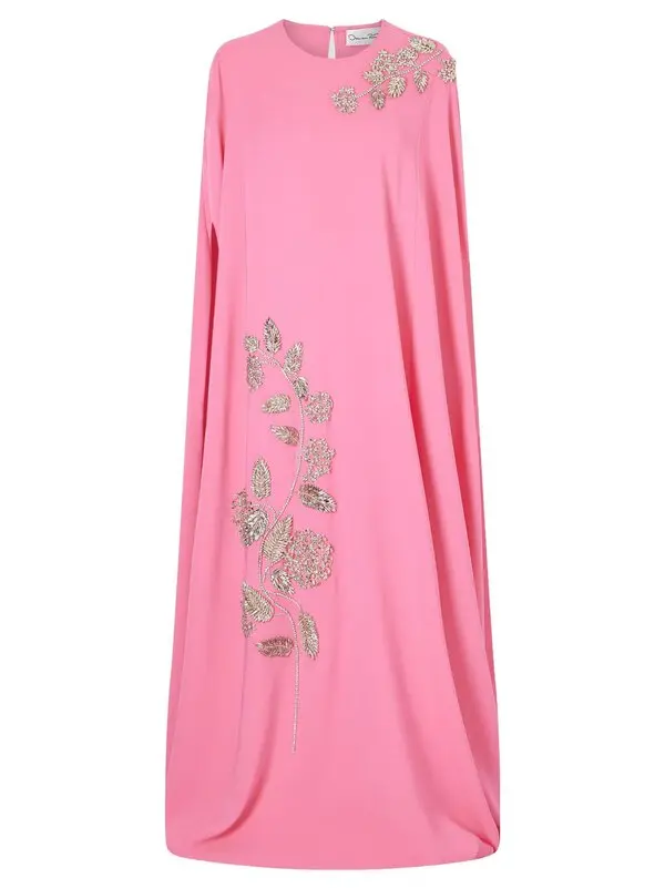 Oscar De La Renta Cape-effect Embellished Gown - Pink