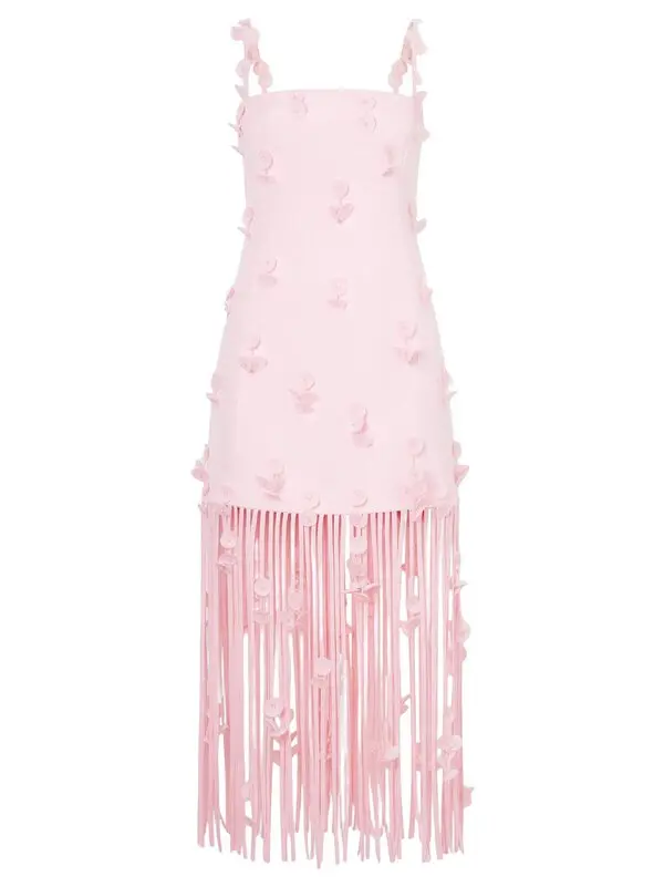 Simkhai Juliana Embellished Fringed Linen-blend Midi Dress - Pink