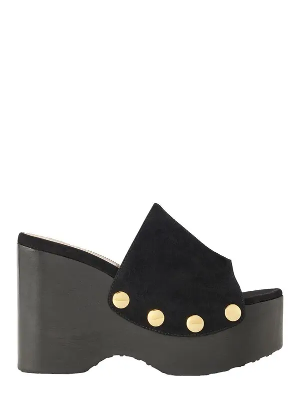 GIANVITO ROSSI 60 Studded Suede Platform Wedge Mules - Black