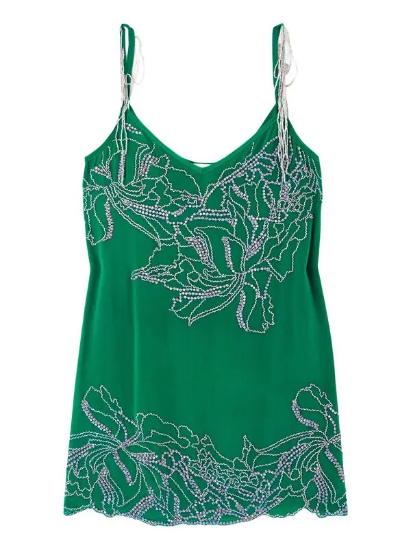 Dries Van Noten Embellished Silk-crepe Camisole - Green