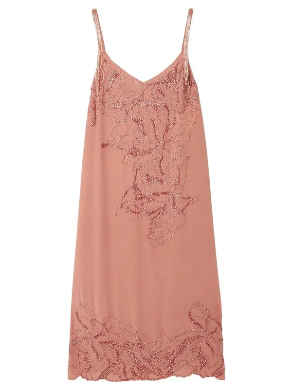 Dries Van Noten Bead-embellished Silk Shift Dress - Pink
