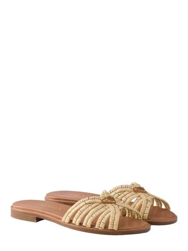 Prada Crochet Slides - Beige