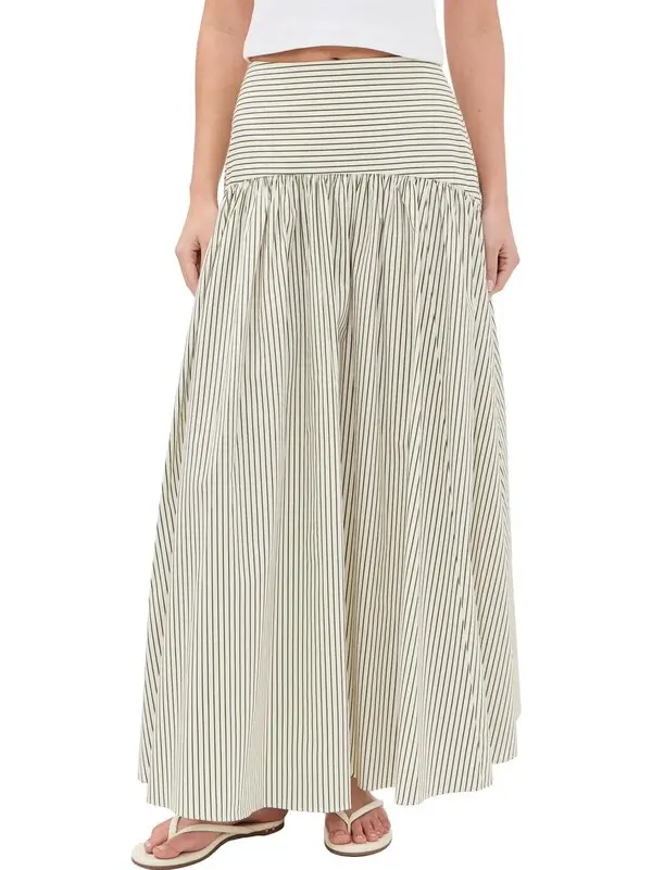 Staud Procida Stripe Skirt - Chive Stripe