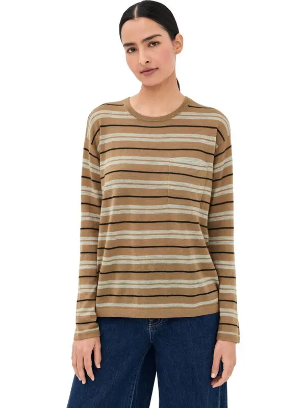 TWP 4th Street Stripe Cashmere Tee - Ermine Multi
