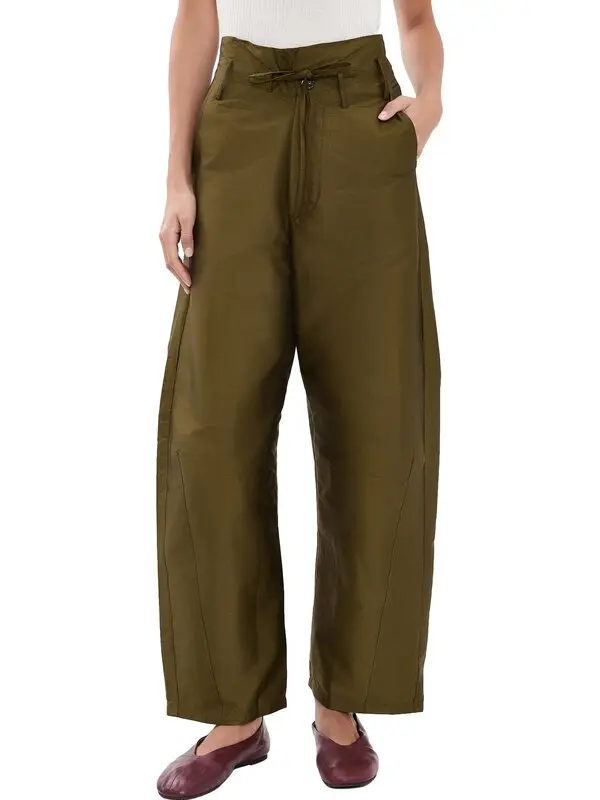 Chan Luu Techno Taffeta Barrel Pants - Olive