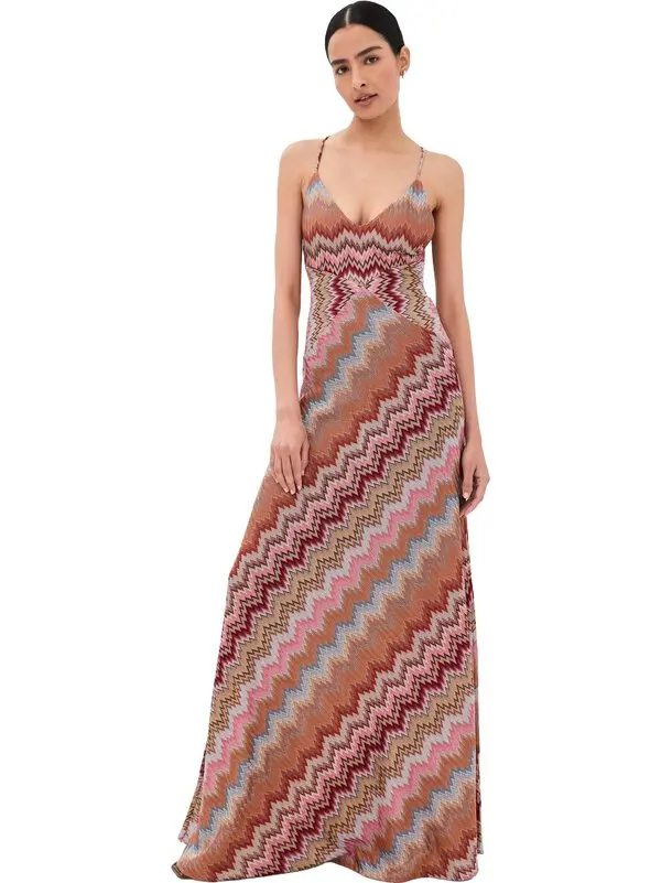 Missoni Sleeveless Maxi Dress - Pink And Rust Tones