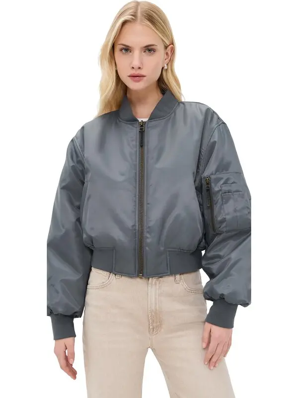 ANINE BING Cropped Leon Bomber - Dark Grey