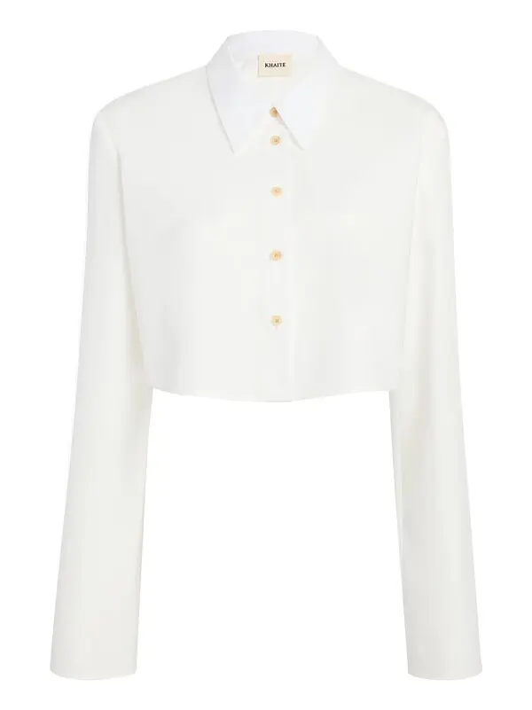 Khaite Fritz Long-sleeve Poplin Top - Chalk