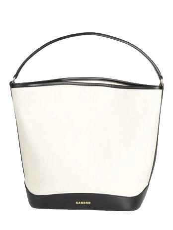 Sandro Bucket Bag Textile Fibers, Leather - Cream