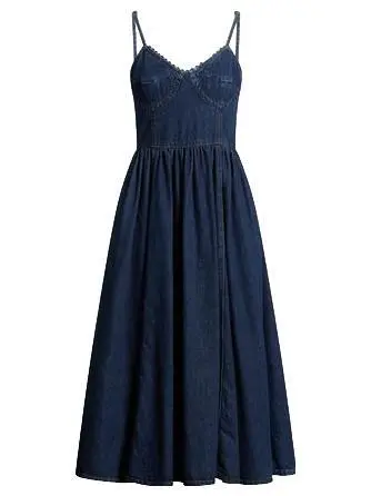 Sandro Cotton Denim Maxi Dress - Blue