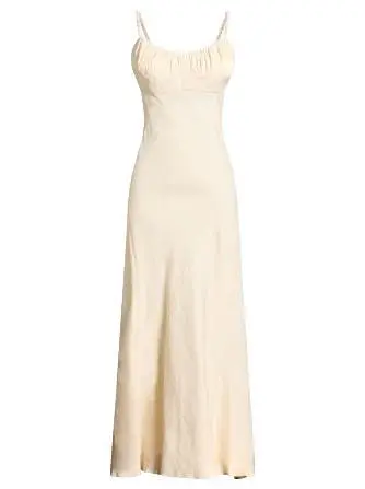 Sandro Maxi Dress Linen, Cotton, Elastane - Beige