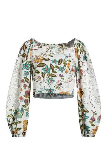 Farm Rio Botanicals Off-lace Blouse Top - White