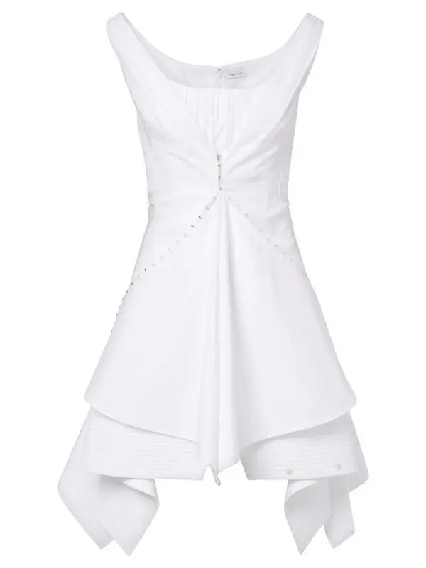 Alexander McQueen Asymmetric Cotton Minidress - White