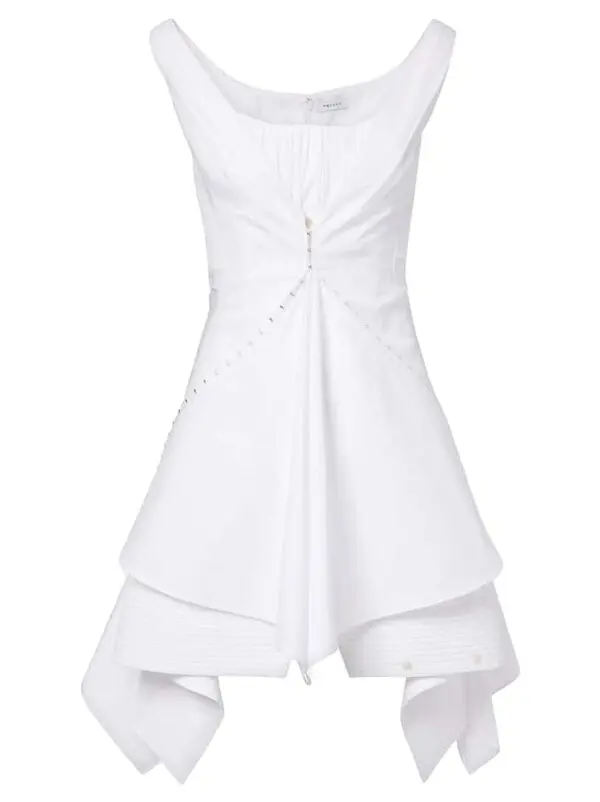 Alexander McQueen Ruffled Cotton Mini Dress - White