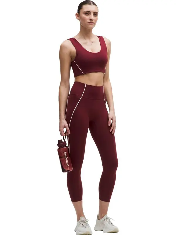 Lululemon Wunder Train No-line Piped High-rise Tight 25 - Burgundy Bay/light Ivory