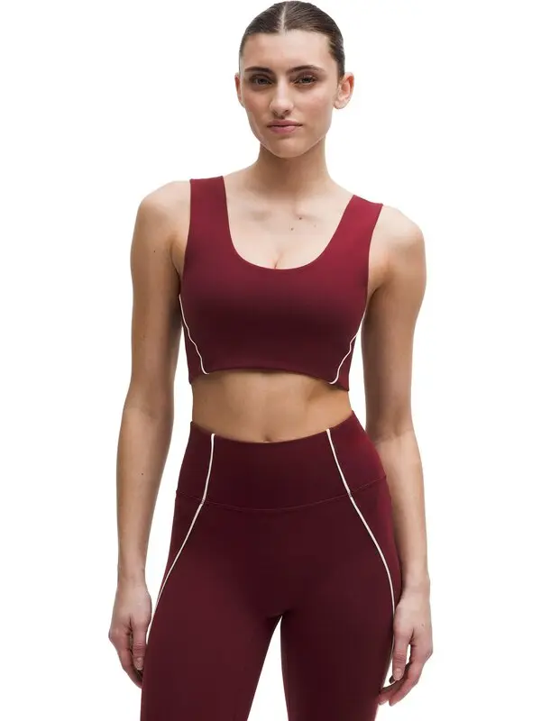 Lululemon Wunder Train Piped Sports Bra - Burgundy Bay/light Ivory