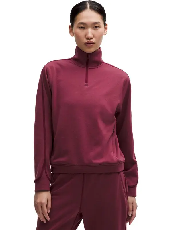 Lululemon Textured Fleece Half Zip - Burgundy Bay