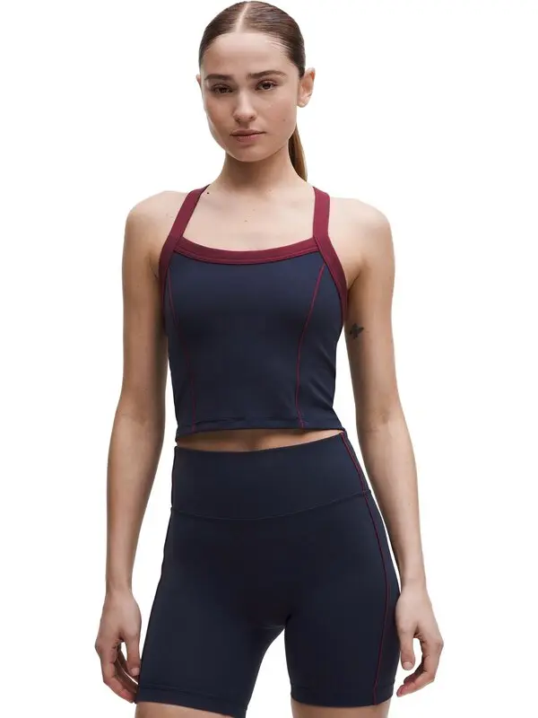 Lululemon Wunder Train Piped Strappy Tank Top - True Navy/burgundy Bay