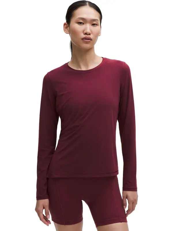 Lululemon Side-ruched Running Long-sleeve Shirt - Burgundy Bay