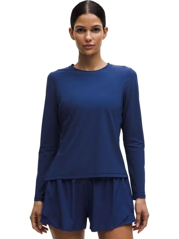 Lululemon Side-ruched Running Long-sleeve Shirt - Clubhouse Blue