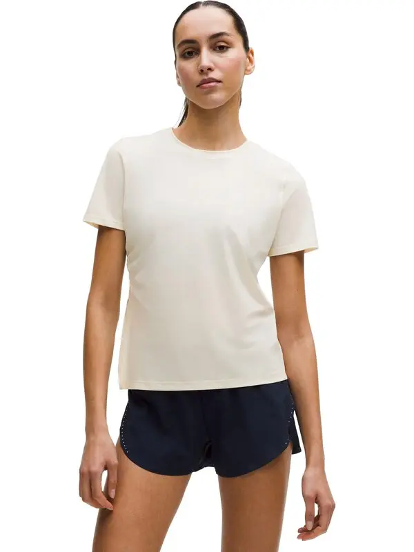 Lululemon Side-ruched Running Short-sleeve Shirt - Light Ivory