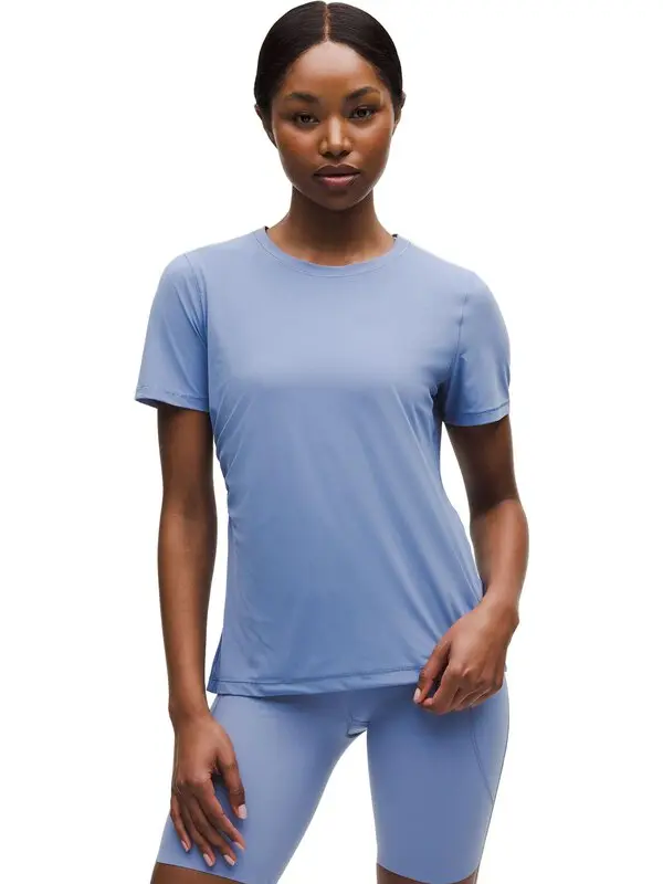 Lululemon Side-ruched Running Short-sleeve Shirt - Prep Blue