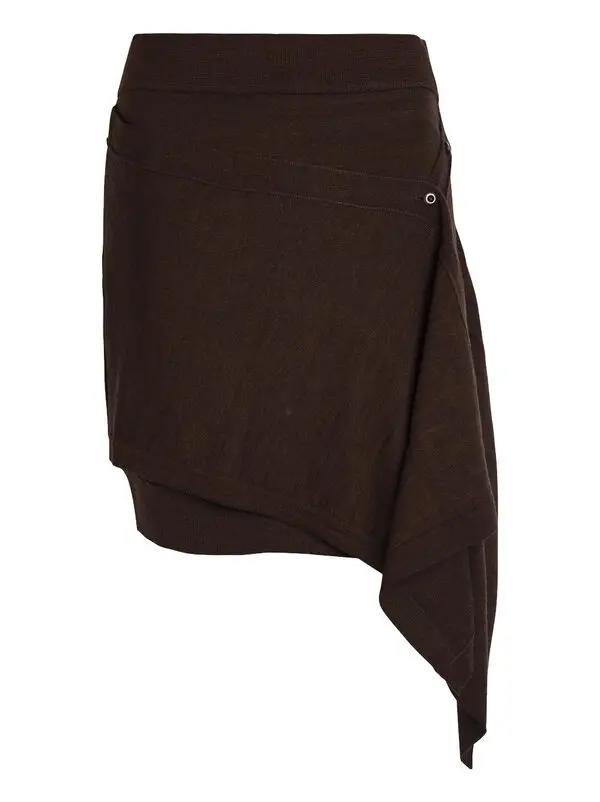 LEMAIRE Buttoned Draped Mini Skirt - Dark Brown