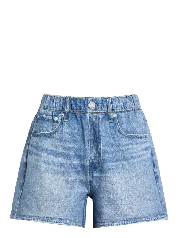 Rag & Bone Denim Print Terry Shorts - Blue