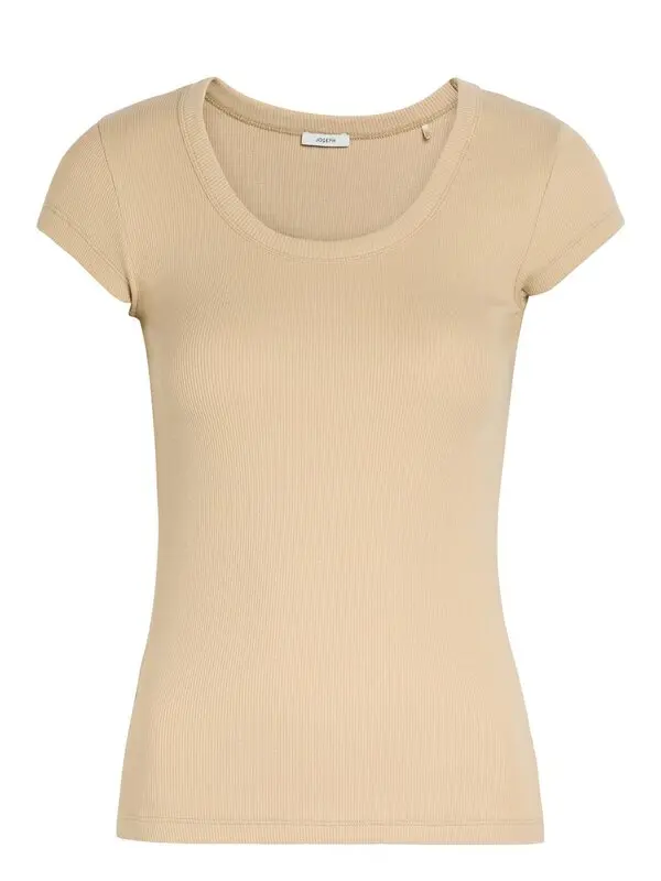 JOSEPH Ribbed Stretch-cotton Top - Beige