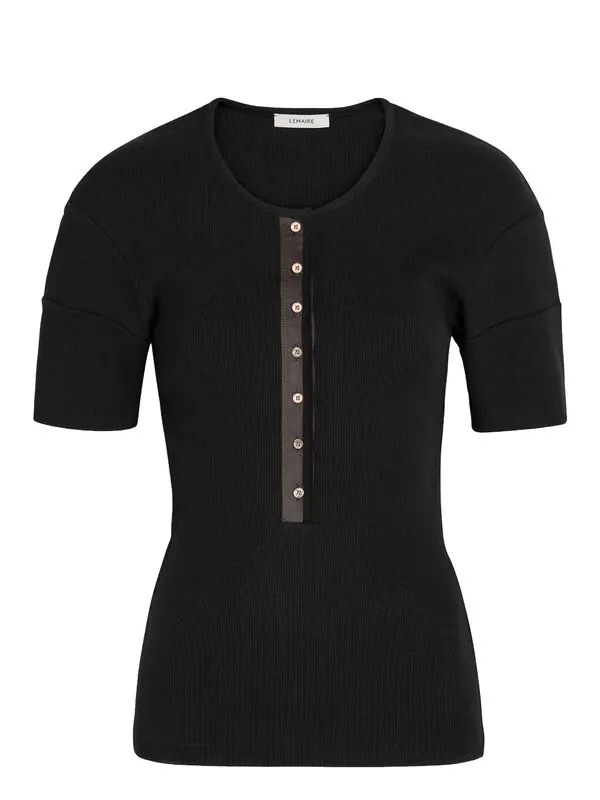 LEMAIRE Ribbed Cotton-blend Top - Black