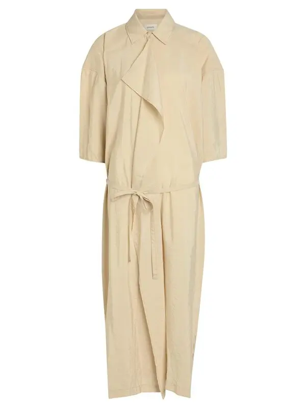 LEMAIRE Belted Brushed Silk-blend Midi Shirt Dress - Beige