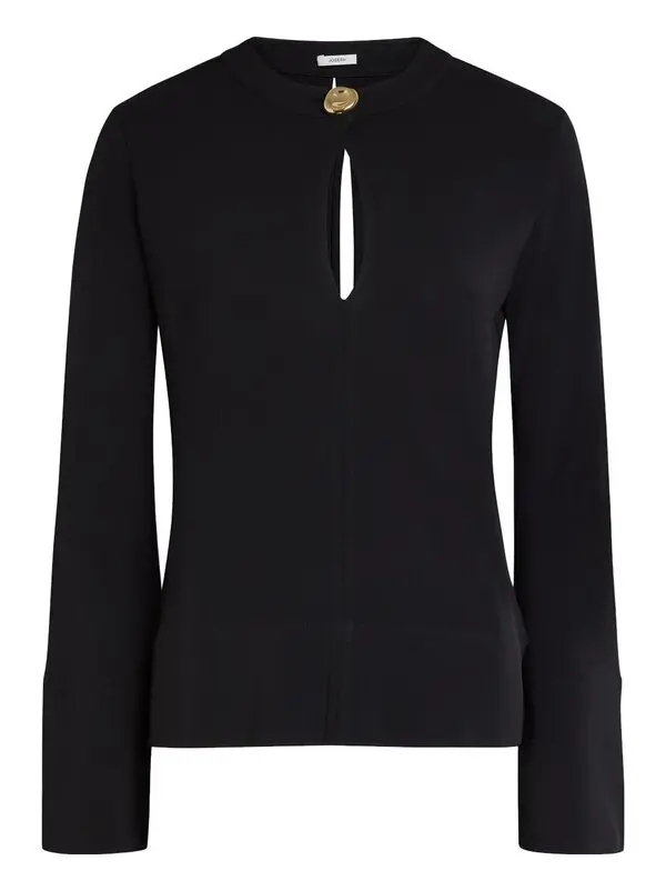 JOSEPH Fabiola Keyhole Jersey Blouse - Black