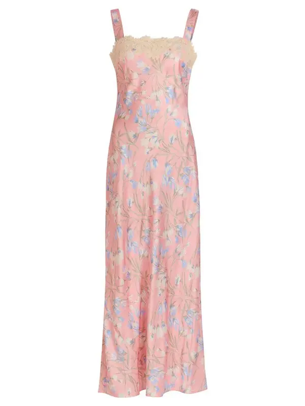 Rixo Floral-print Satin Midi Dress - Light Pink