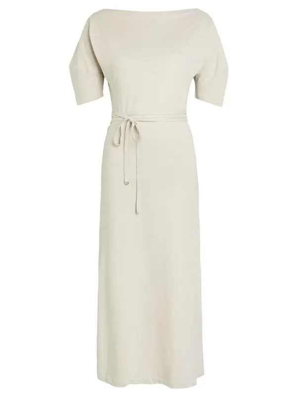 LEMAIRE Belted Off-the-shoulder Cotton-blend Midi Dress - Off White