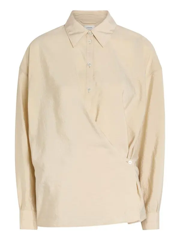 LEMAIRE Twisted Brushed Silk-blend Wrap Shirt - Beige