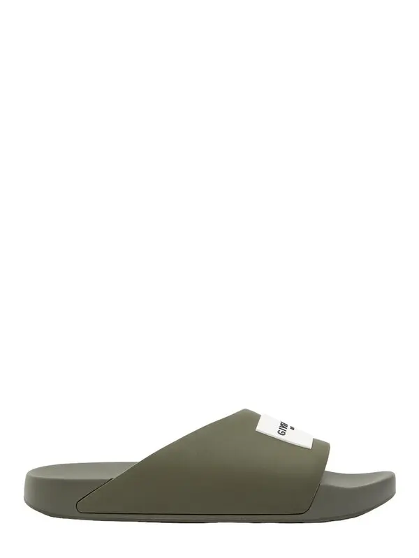Givenchy Logo Rubber Sliders - Khaki