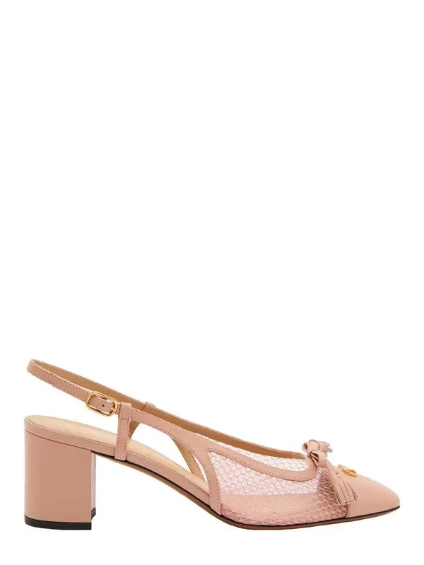 Valentino Garavani Valet Du Roi 60 Mesh And Leather Slingback Pumps - Light Pink