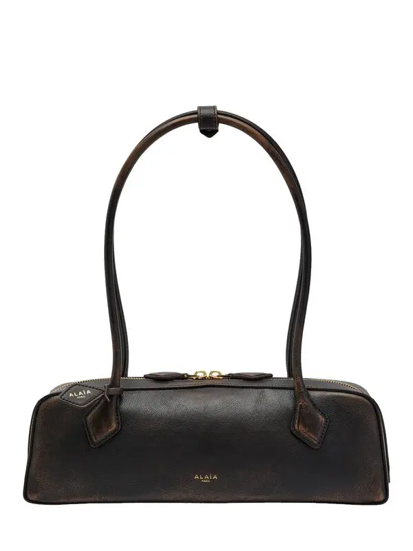 Alaïa Le Teckel Medium Grained Leather Shoulder Bag - Dark Brown