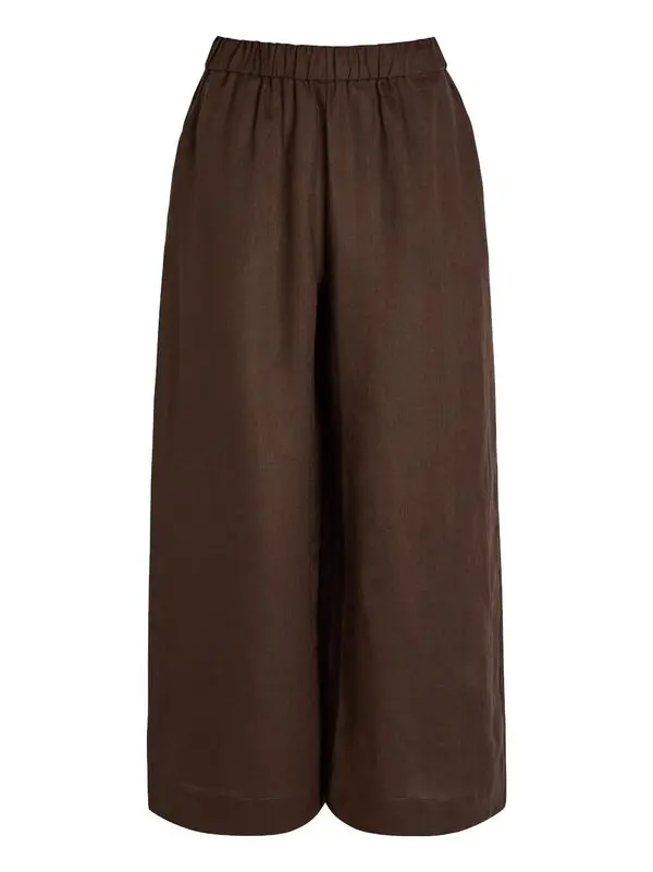 Max Mara Linen Wide-leg Trousers - Dark Brown