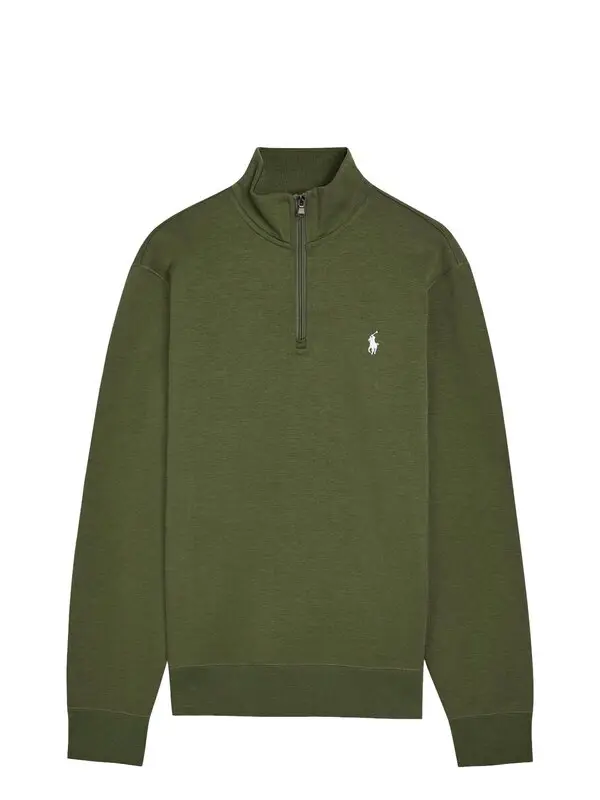 Polo Ralph Lauren Logo-embroidered Half-zip Cotton-blend Sweatshirt - Olive