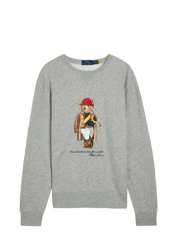 Polo Ralph Lauren Bear-print Cotton-blend Sweatshirt - Grey
