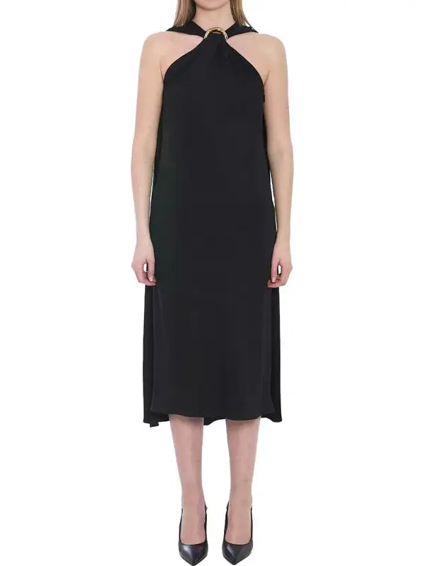Gucci Halter-neck Cape Midi Dress - Black