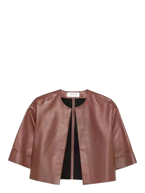 YVES SALOMON Laser-cut Lambskin Jacket - Brown