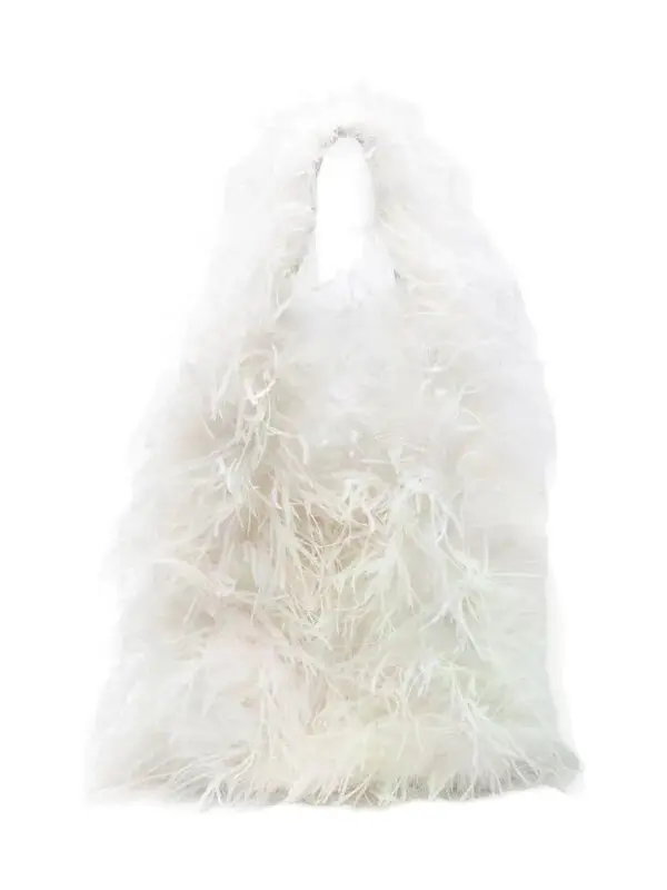 YVES SALOMON Feather Top Handle Bag - White