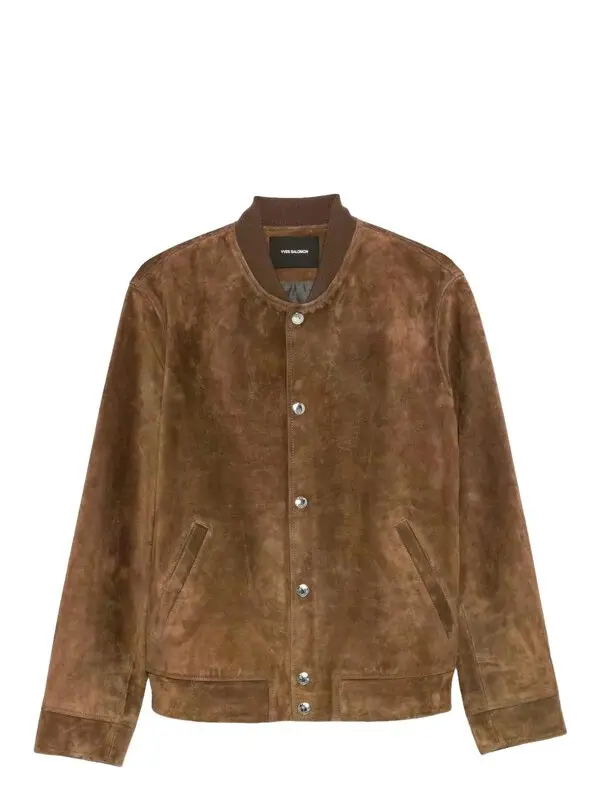 YVES SALOMON Button-up Calf Suede Jacket - Brown