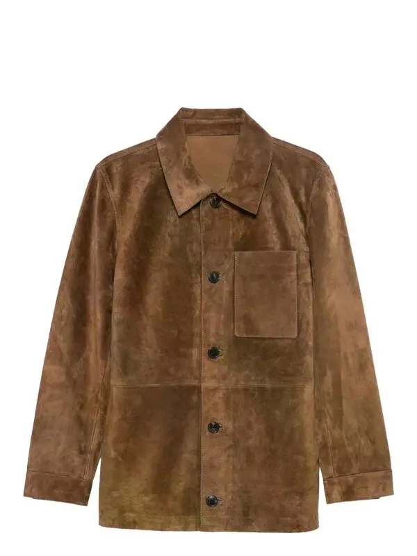 YVES SALOMON Buttoned Suede Jacket - Brown