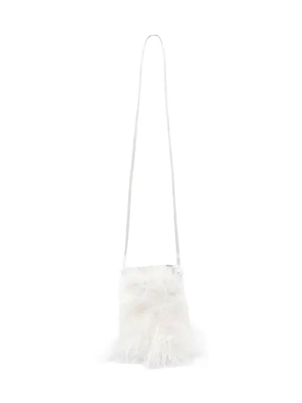 YVES SALOMON Feather Detail Cross Body Bag - White