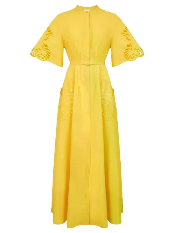 Acler Balwest Cutout Embroidered Maxi Dress - Yellow